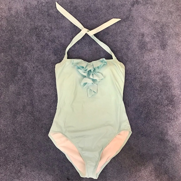 Talbots | Swim | Talbots Ruffle Halter Swimsuit Aqualight Blue | Poshmark